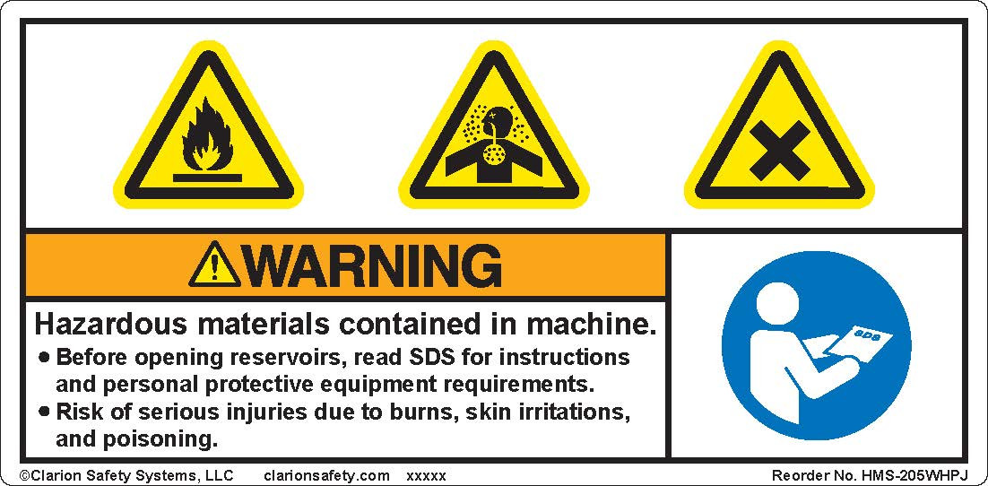 Warning/Hazardous Hazardous (HMS-205WHPJ) label
