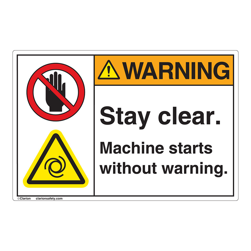 Automatic Startup Safety Labels | Clarion Safety Systems