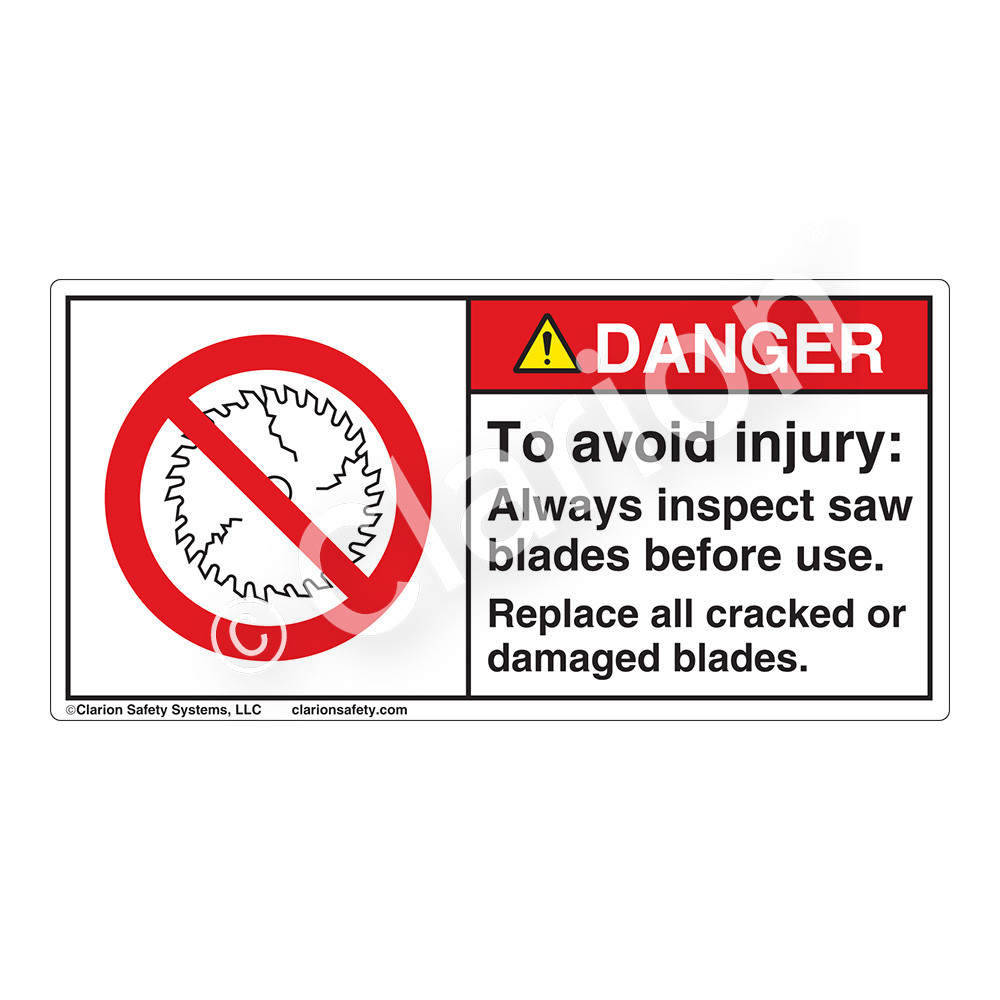 Cutting Hazard Safety Labels | Clarion Safety Systems