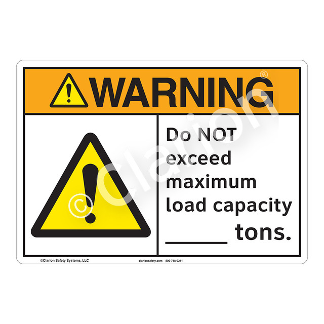 Lifting and Maximum Load Signs | Clarion safety Systems