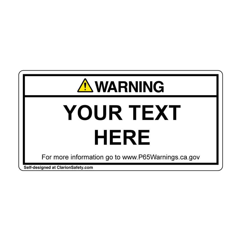 Proposition 65 Labels | Clarion Safety Systems