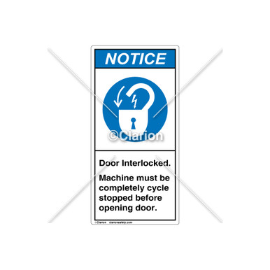 Notice/Door Interlocked (H6011-W63NVPJ) label