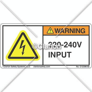 Warning/220-240V Input (C12396-02) label