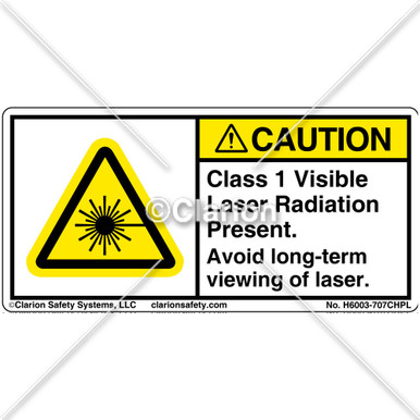 Caution/Class 1 Laser (H6003-707CHPL) label