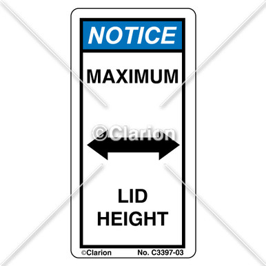 Notice/Maximum Lid Height (C3397-03) label