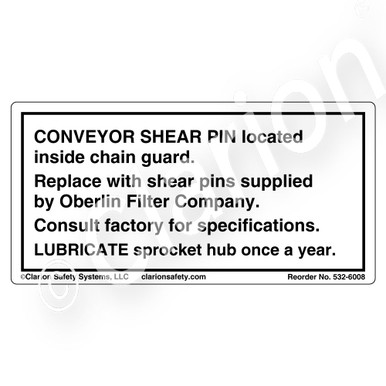 Conveyor Shear Pin (532-6008) label