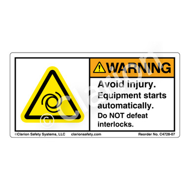 Warning/Avoid Injury (C4728-07) label
