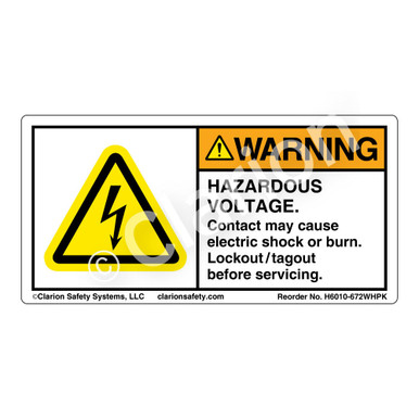 Warning/Hazardous Voltage (H6010-672WHPK) label
