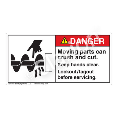 Danger/Moving Parts (1050-RWDH) Label