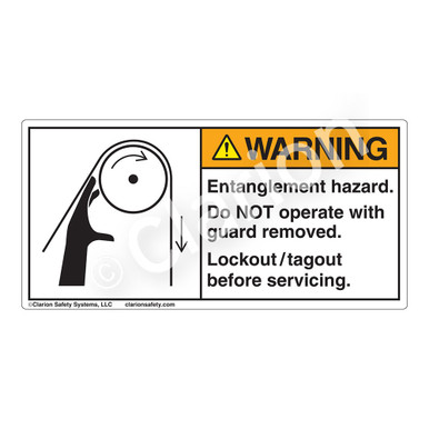 Warning/Entanglement Hazard (1102-T4WH) Label