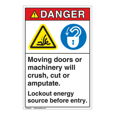 Danger/Moving Doors (EMC 16 ) Label