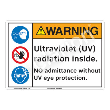 Warning Ultraviolet (F1185-) Sign