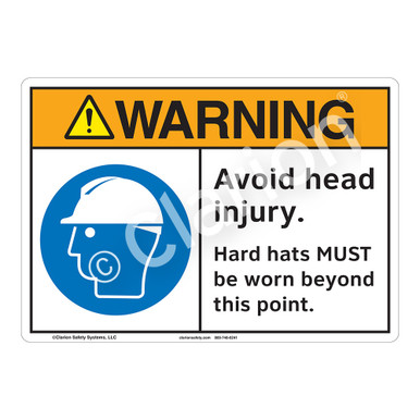 Warning Avoid Head Injury (F1189-) Sign