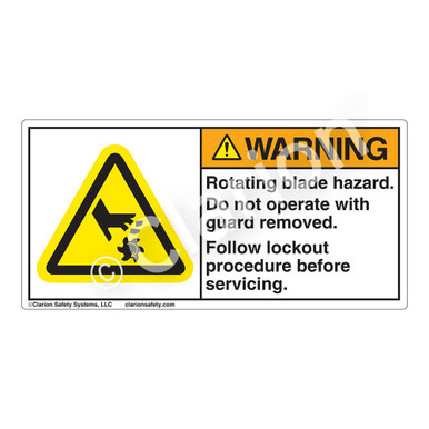 Warning/Rotating Blade (H1007-85WH) Label