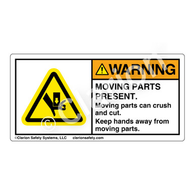 Warning/Moving Parts Present (H1017-PEWH) Label
