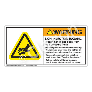 Warning/Skin Injection Hazard (H1040-FZWH) Label