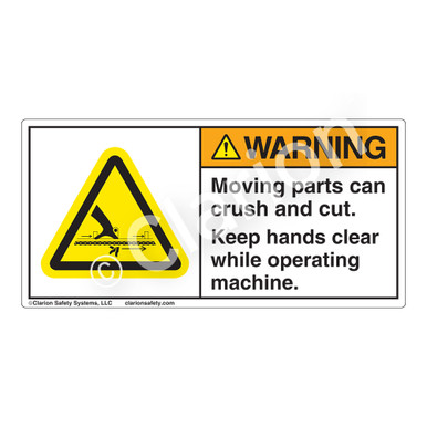 Warning/Moving Parts Can Crush (H1057-FTWH) Label