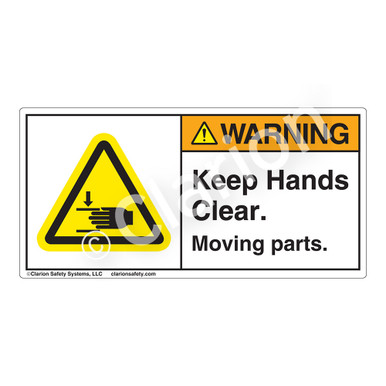 Warning/Keep Hands Clear (H1105-PRWH) Label