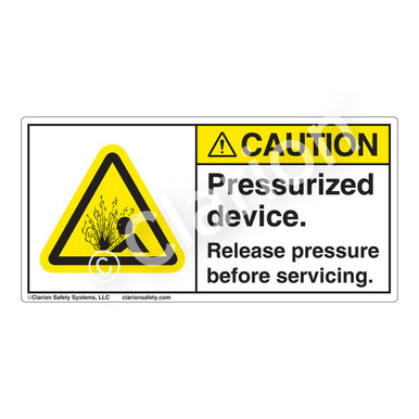 Caution/Pressurized Devices (H4005-B61CH) Label