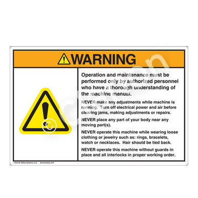 Warning/Operation and Maintenance (H6014-9UWH-) Label