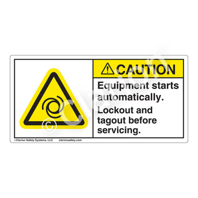 Caution/Equipment Starts Automatically (H6045-PNCH) Label