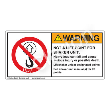Warning/Not A Lift Point (H6070-R90WH) Label