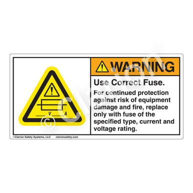 Warning/Use Correct Fuse (H6130-B81WH) Label
