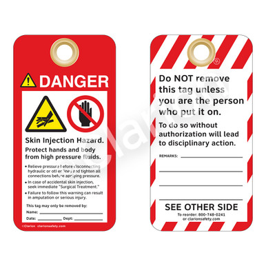 Danger/Skin Injection Hazard (ST1021a-1) Tag