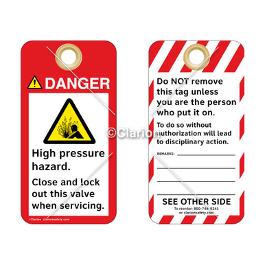 Danger/High Pressure Hazard (ST3007a-1) Tag
