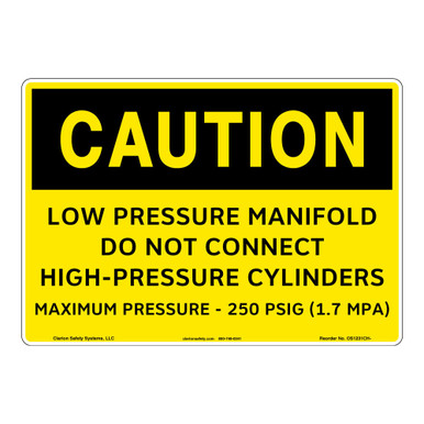Caution/Low Pressure Manifold Sign (OS1231CH-) Sign