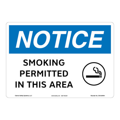 Notice/Smoking Permitted Sign (OS1244NH-) Sign