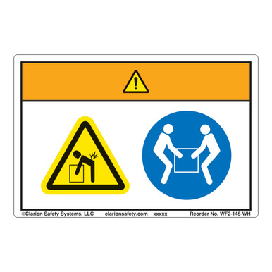 Warning/Lift Hazard Label (WF2-145-WH) | Clarion Safety Systems