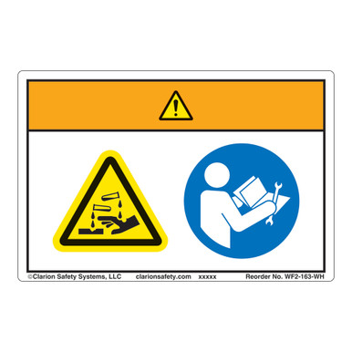 Warning/Chemical Hazard Label (WF2-163-WH) | Clarion Safety Systems