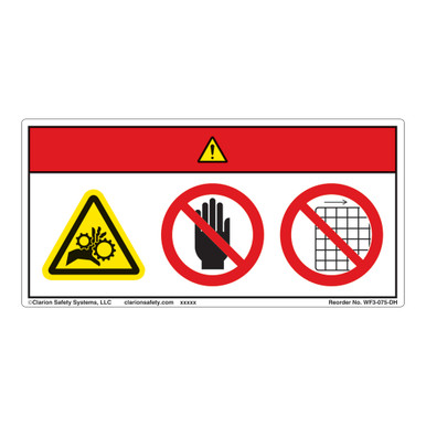 Danger/Entanglement Hazard Label (WF3-075-DH) | Clarion Safety Systems