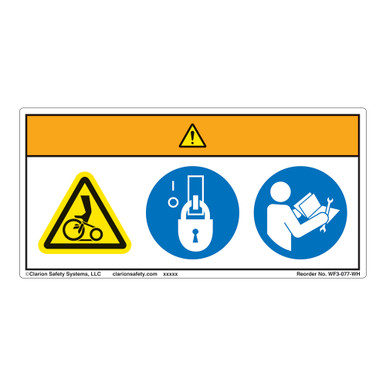 Warning/Entanglement Hazard Label (WF3-077-WH) | Clarion Safety Systems