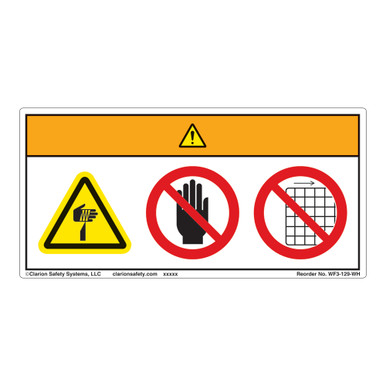 Warning/Cut Hazard Label (WF3-129-WH) | Clarion Safety Systems