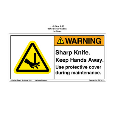 Warning/Sharp Knife Keep (C4764-10) Labels