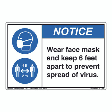 Notice/Face Mask/6ft Apart (FL1117-)
