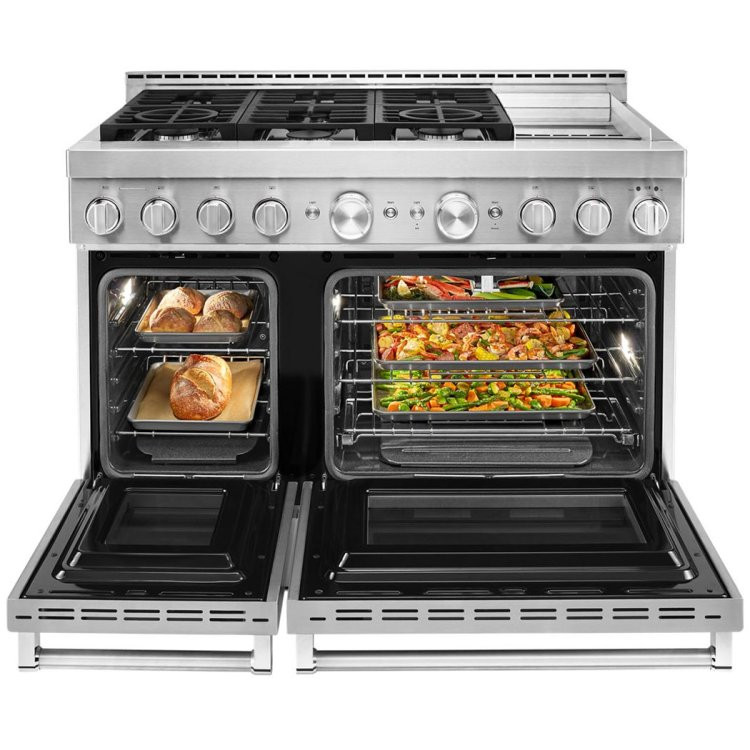 KitchenAid 48 In. Stainless Steel Smart Commercial-Style Gas Range With ...