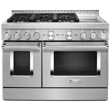 KitchenAid 48 In. Stainless Steel Smart Commercial-Style Gas Range With ...