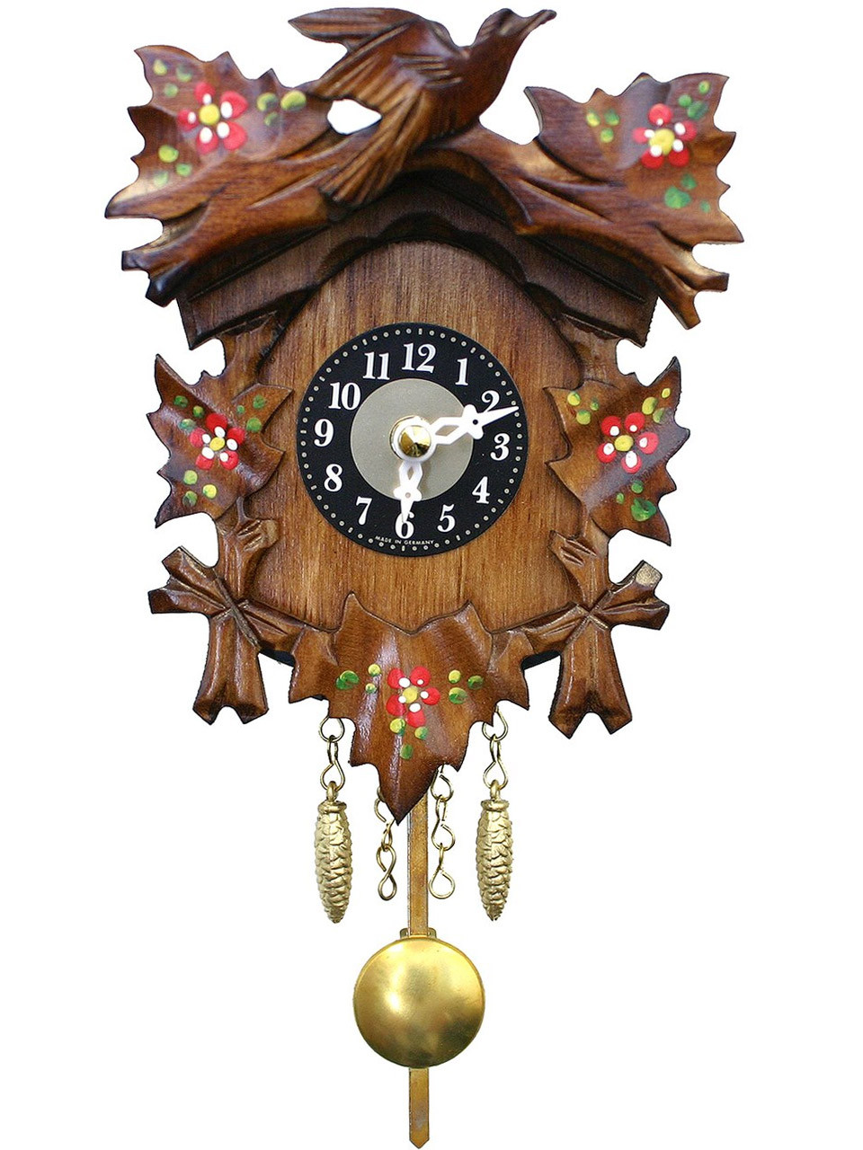 125-6QP Quartz Carved Painted Miniature Clock