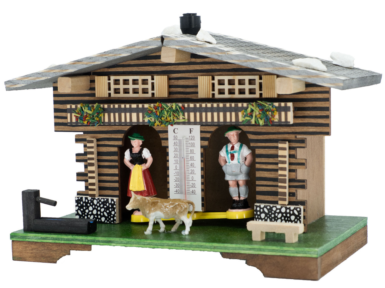 11 German Weather House with Thermometer from Germany