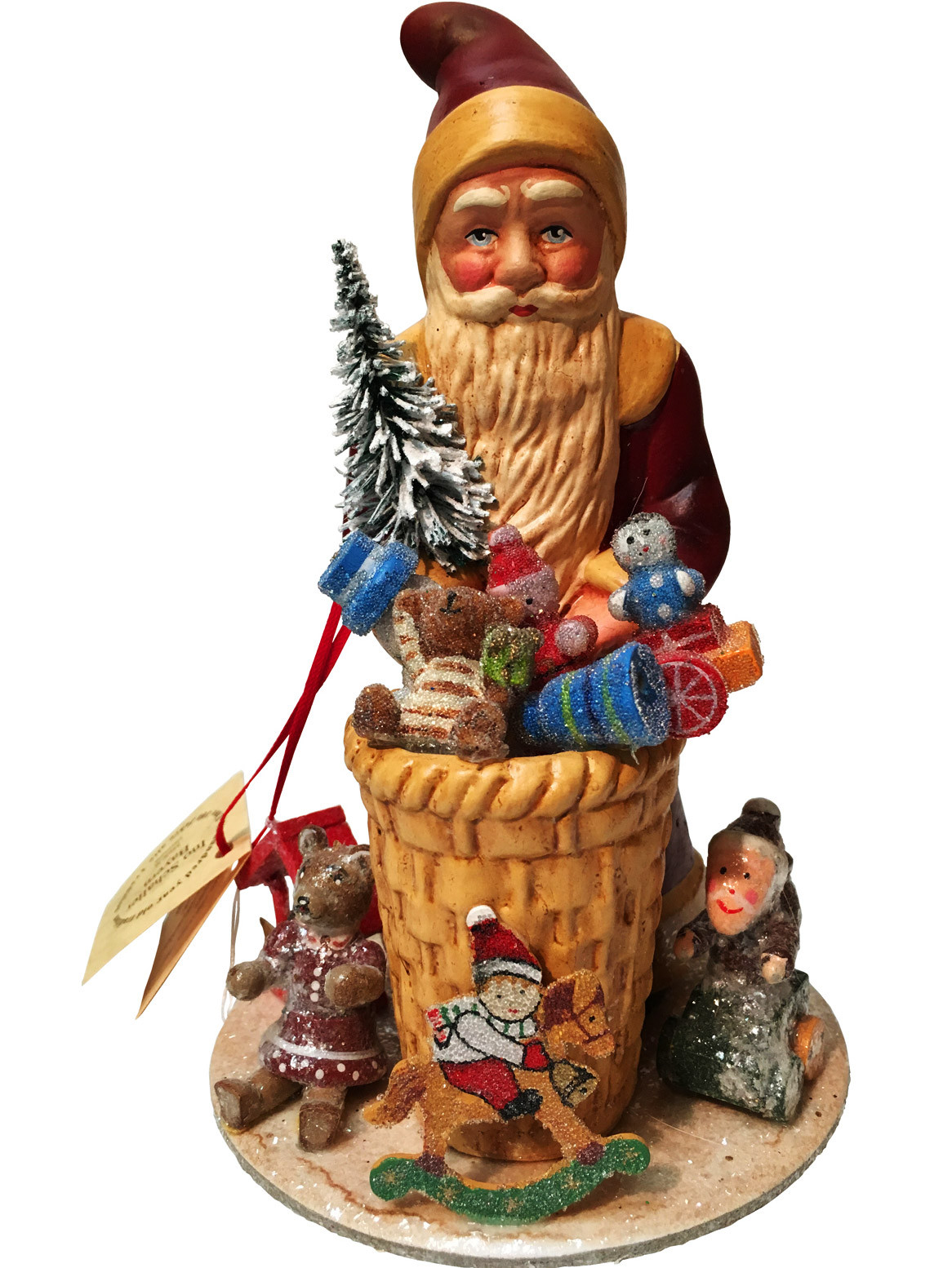 19-30 Santa with Gifts Schaller Paper Mache Candy Container