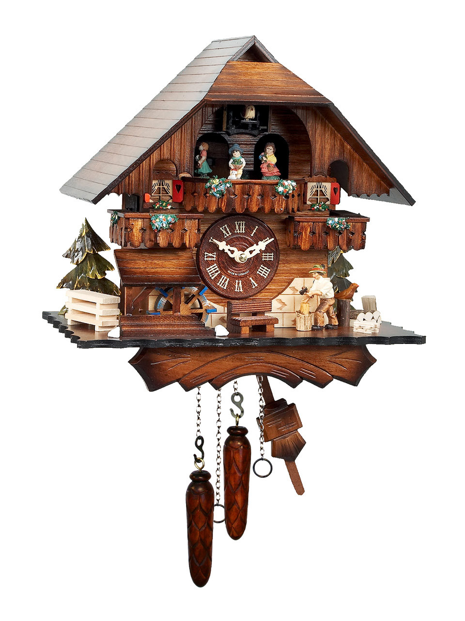 470QMT Quartz Wood Chopper Musical Cuckoo Clock