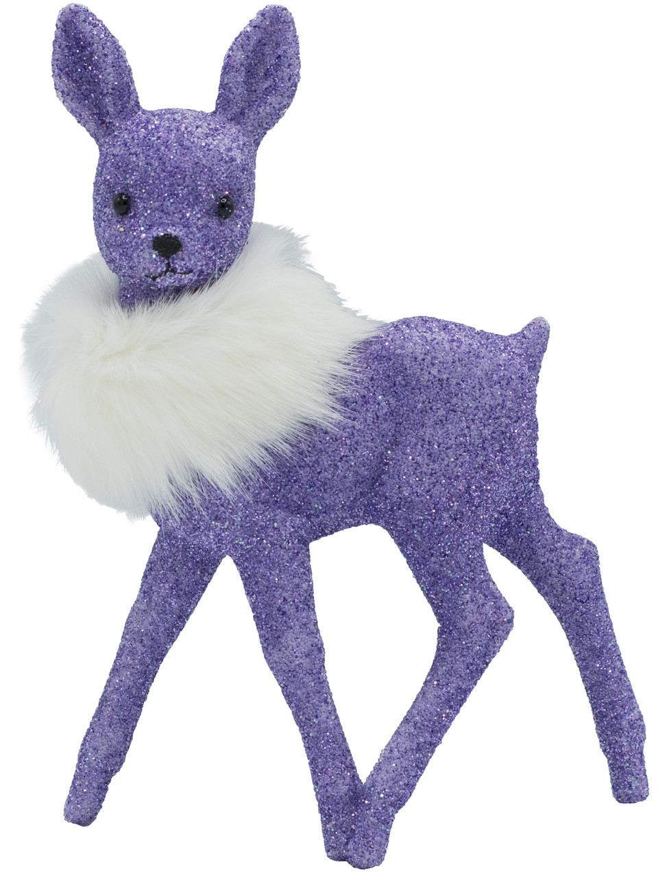 700-7-LV Beaded Lavender Deer with fur from Ino Schaller Paper Mache