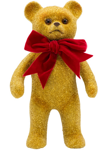 3504-C Cream Gold Beaded Teddy Bear from Ino Schaller Paper Mache