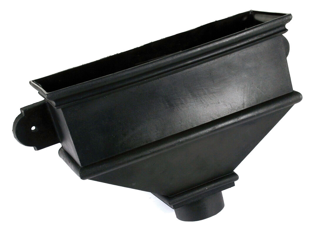 Cascade Rainwater 105mm Round Cast Iron Effect Long Hopper Black 350 x ...