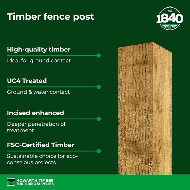 Wooden Fence Post UC4 FSC 75 x 75 x 2400mm