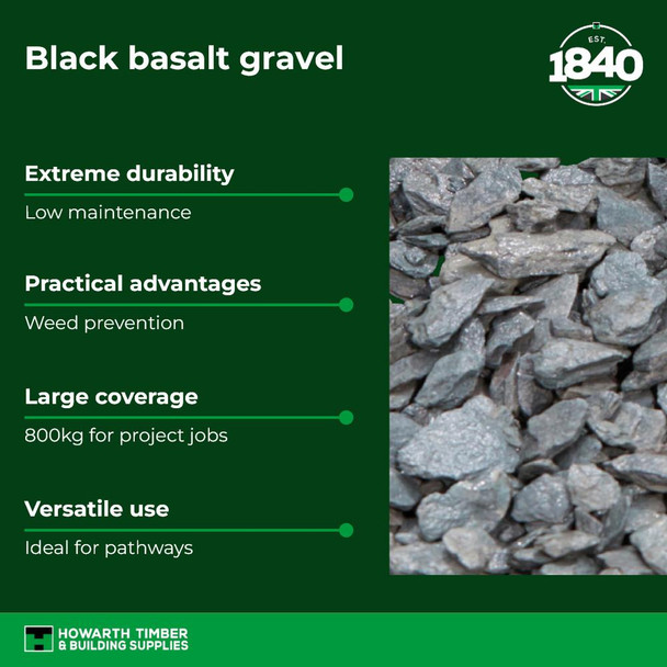 Black Basalt Bulk Bag 20mm - Aggregate | Howarth Timber
