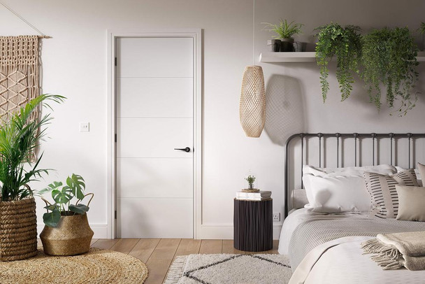 LPD Horizontal Four Line White Primed Fire Door | Howarth Timber